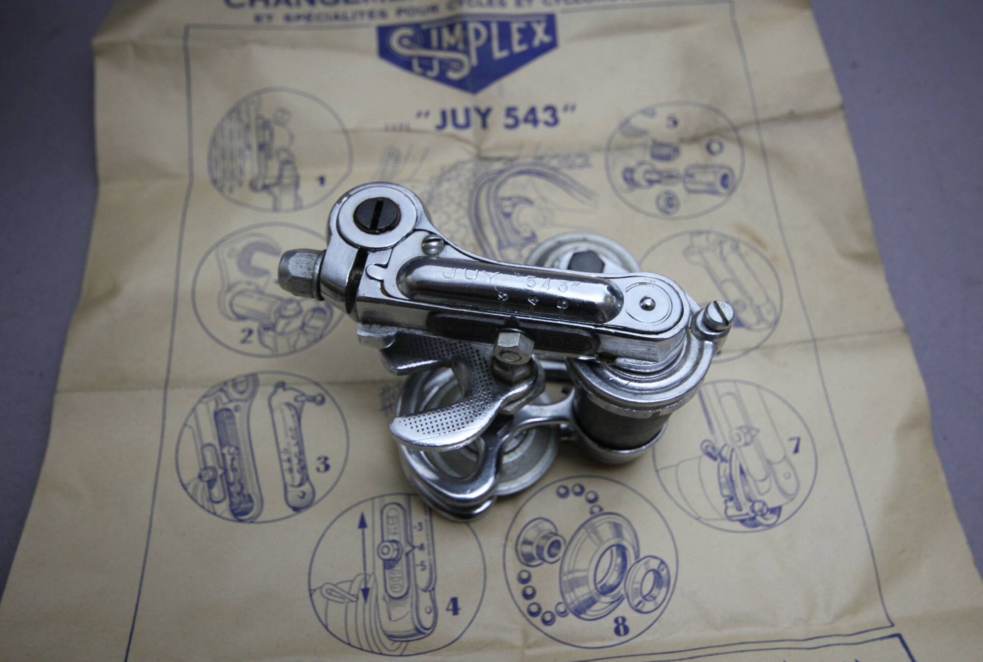 Simplex JUY 543 Rear Derailleur / 1950's / NOS - velowizard.com
