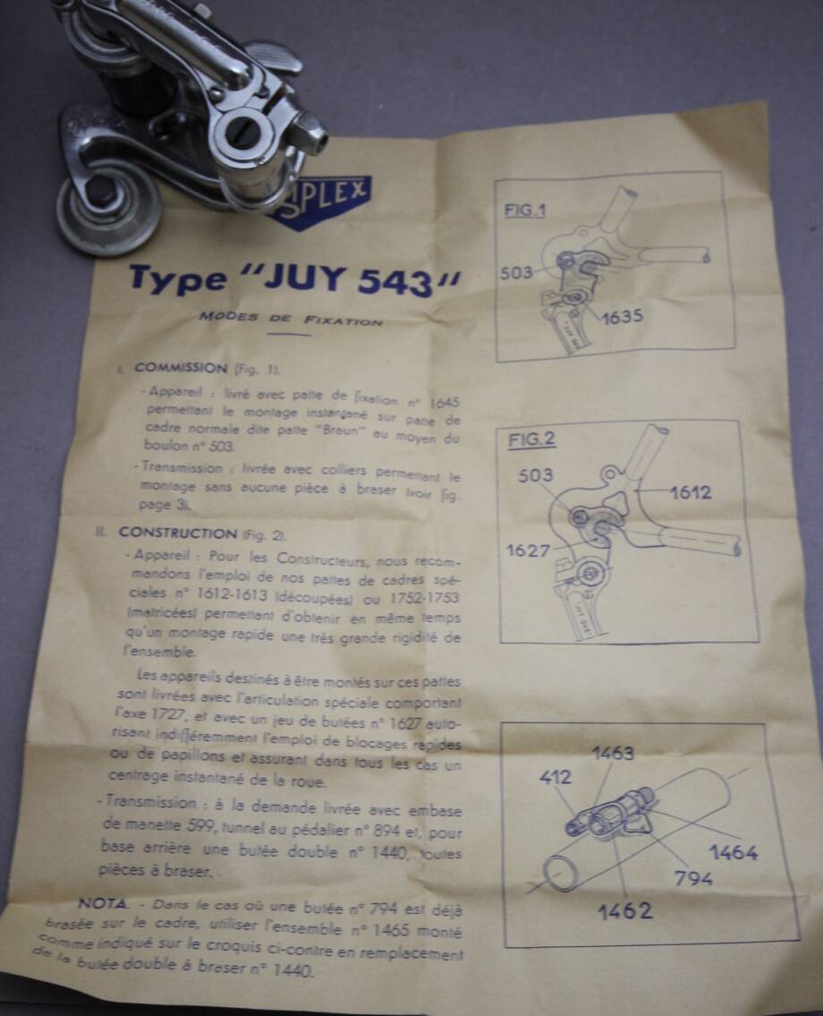 Simplex JUY 543 Rear Derailleur / 1950's / NOS - velowizard.com